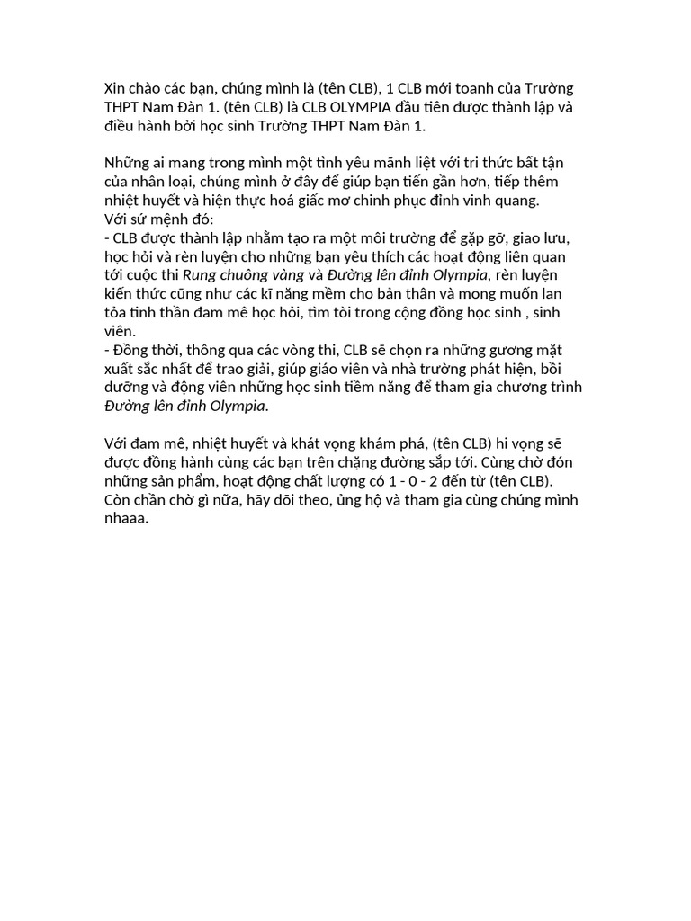 Bài Debut CLB | PDF