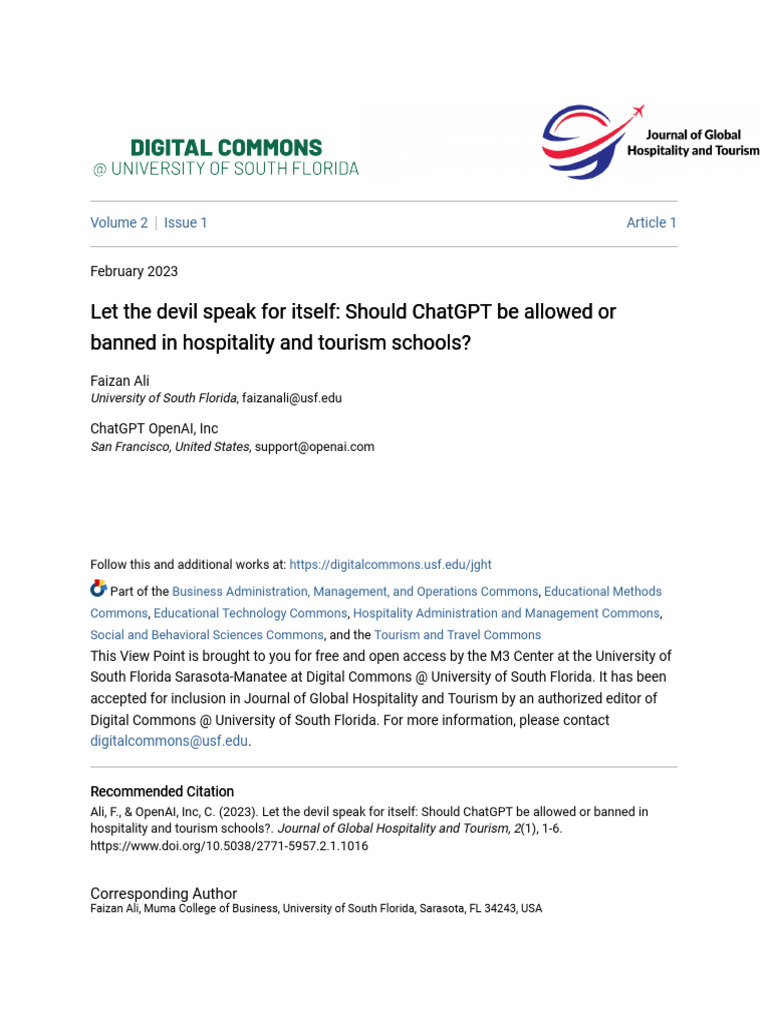 Let The Devil Speak For Itself - Should ChatGPT Be Allowed or Banned in ...