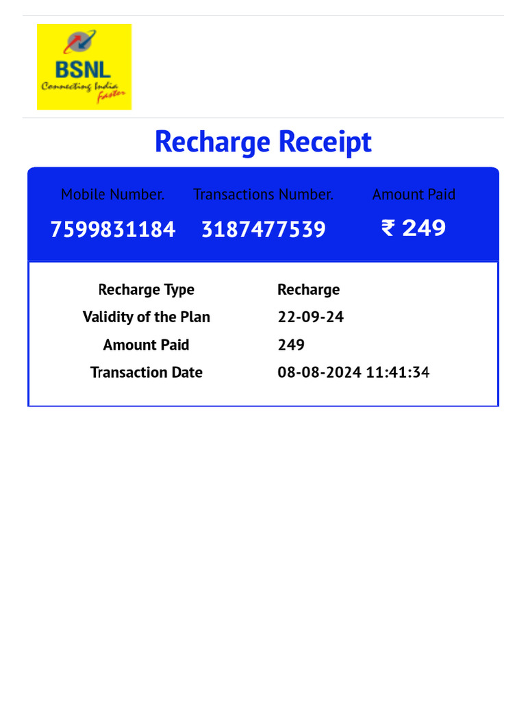 BSNL Receipt | PDF
