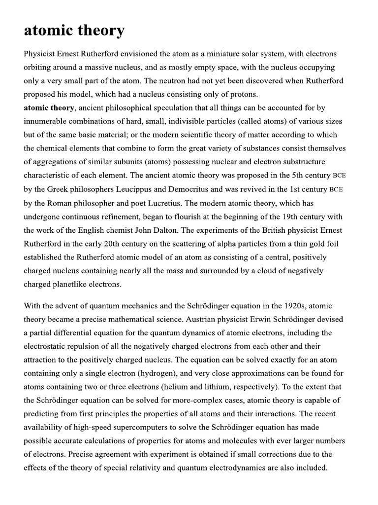 Atomic Theory - Britannica Online Encyclopedia | PDF