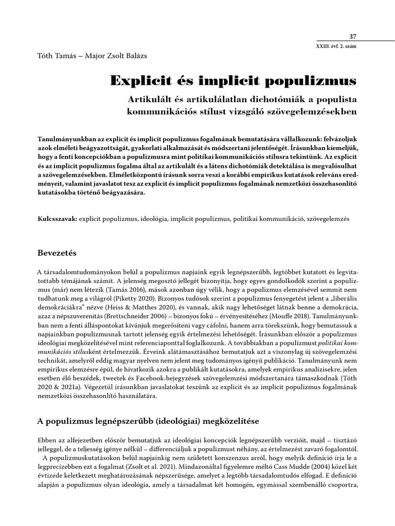 03 Explicit Es Implicit Populizmus | PDF