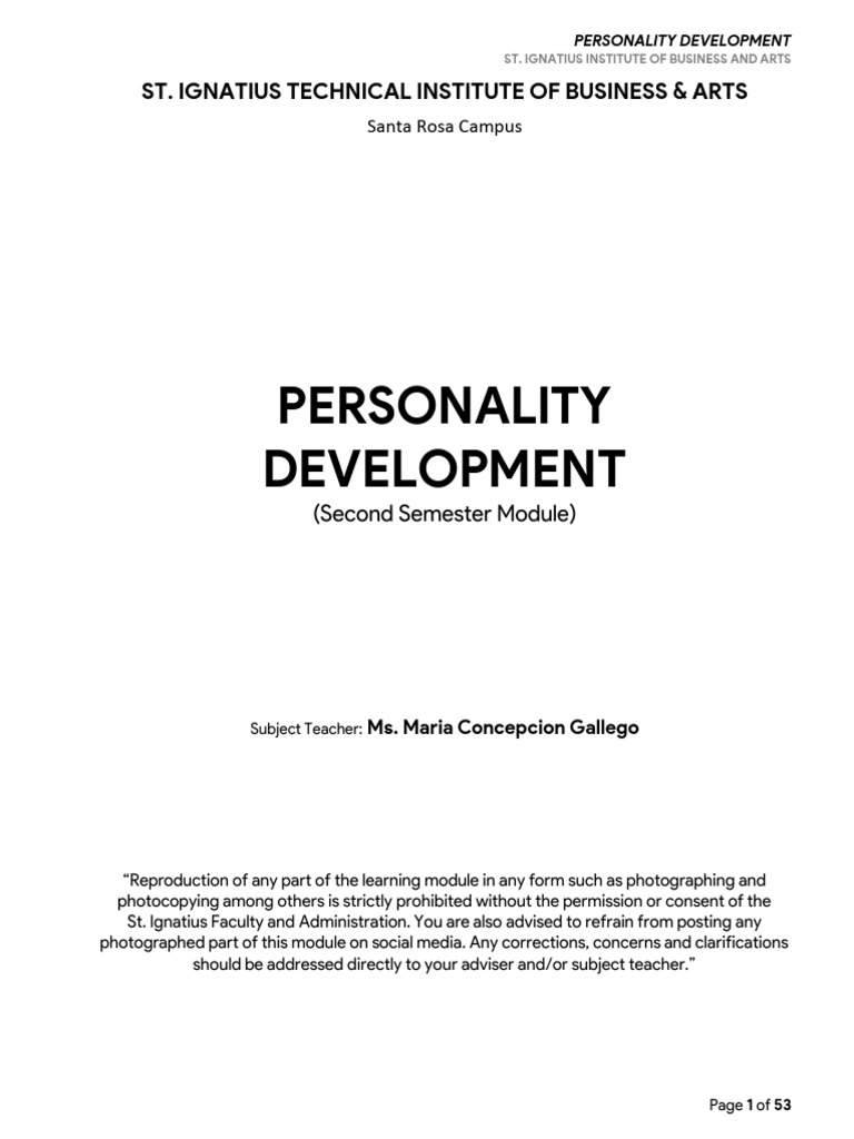 Personality Development in Adolescence | PDF | Adolescence | Self Esteem