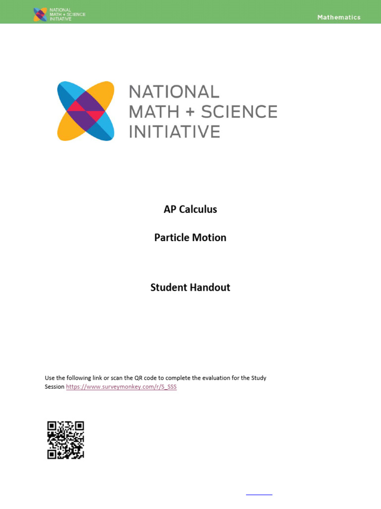 Particle Motion Packet | PDF | Acceleration | Velocity