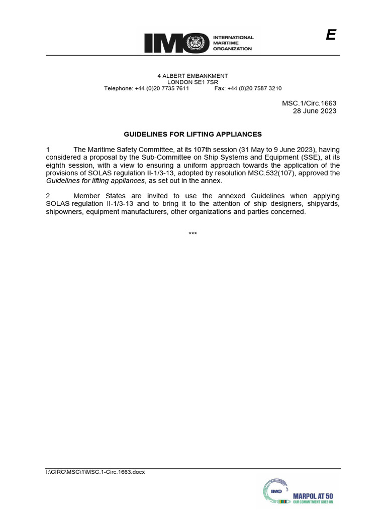 IMO - Circular 1663 Guidelines | PDF
