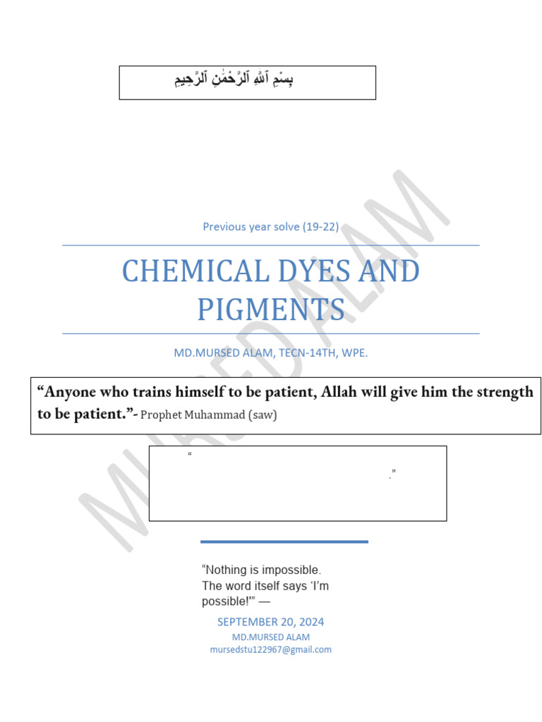 CDP Solve by Mursed Alam | PDF | Dye | Sodium Carbonate