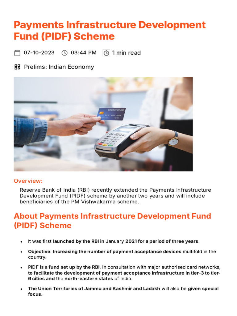 Payments Infrastructure Development Fund (PIDF) Scheme | PDF | Reserve ...