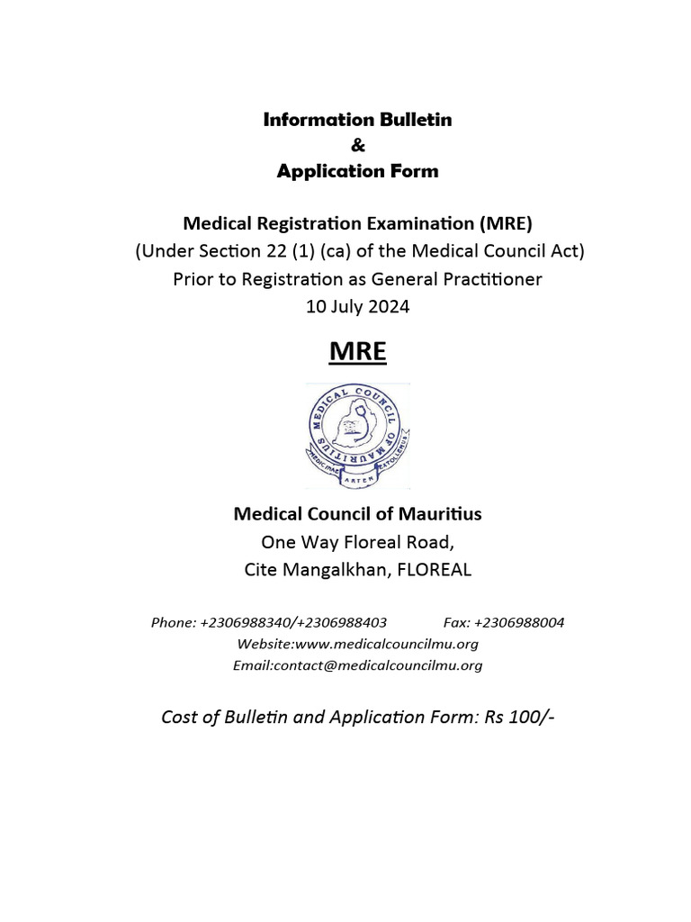 Information Bulletin Mre | PDF | Anesthesia | Gynaecology
