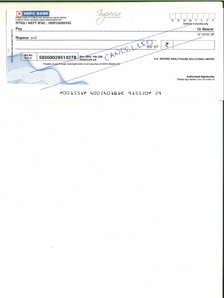 Cancelled Cheque | PDF