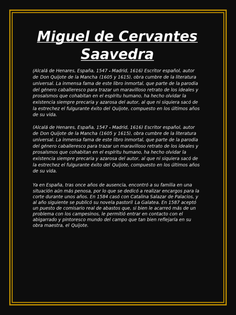 Miguel de Cervantes Saavedra | PDF