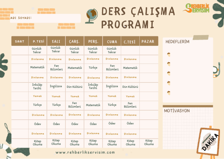 LGS Ders Calisma Programi Saatsiz | PDF