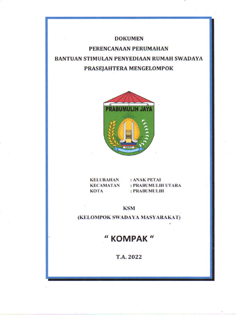 DOKUMEN PERENCANAAN KSM KOMPAK KEL. ANAK PETAI | PDF