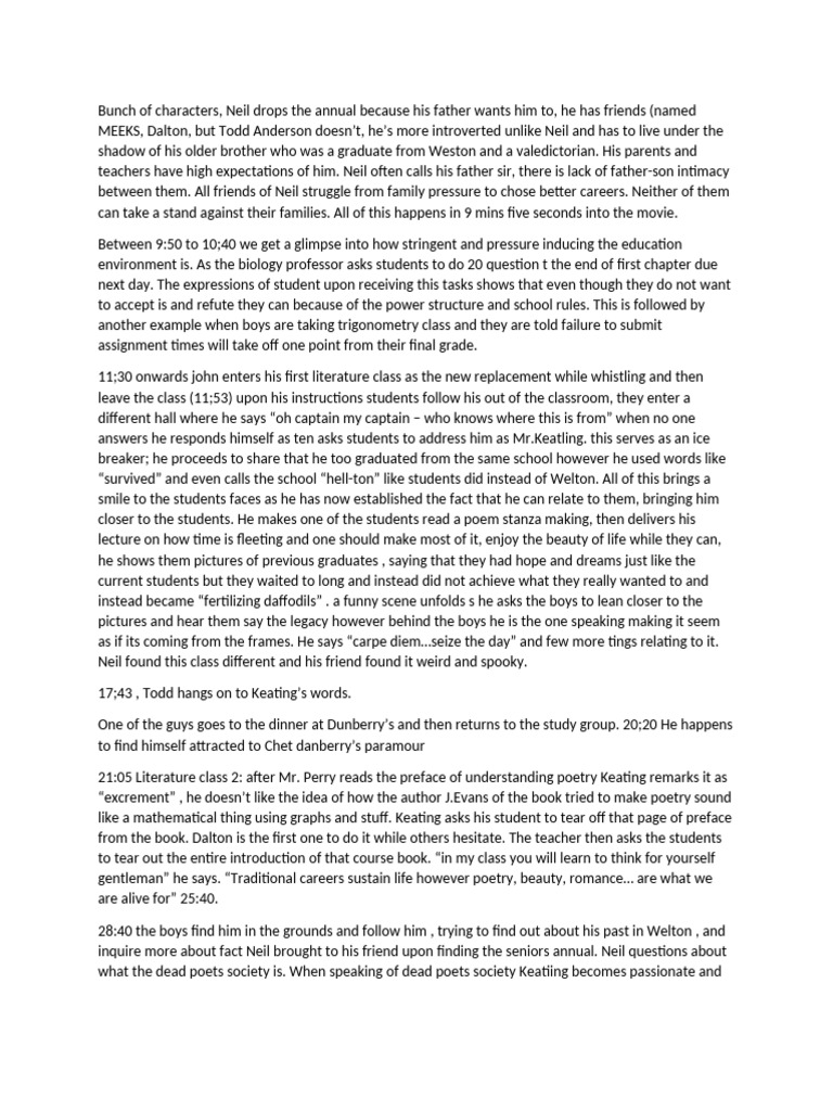 Dead Poets Society Analysis | PDF