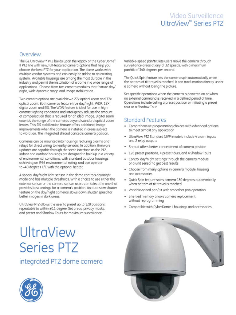 UltraView Series Specsheet | PDF | Camera | Image Stabilization