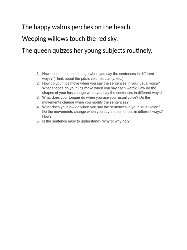 Pronunciation Sentences | PDF