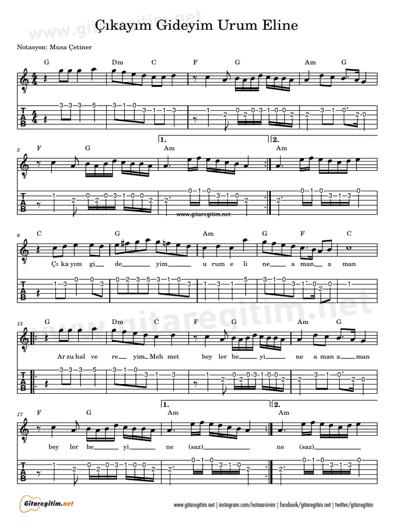 Cikayim Gideyim Urum Eline Nota | PDF