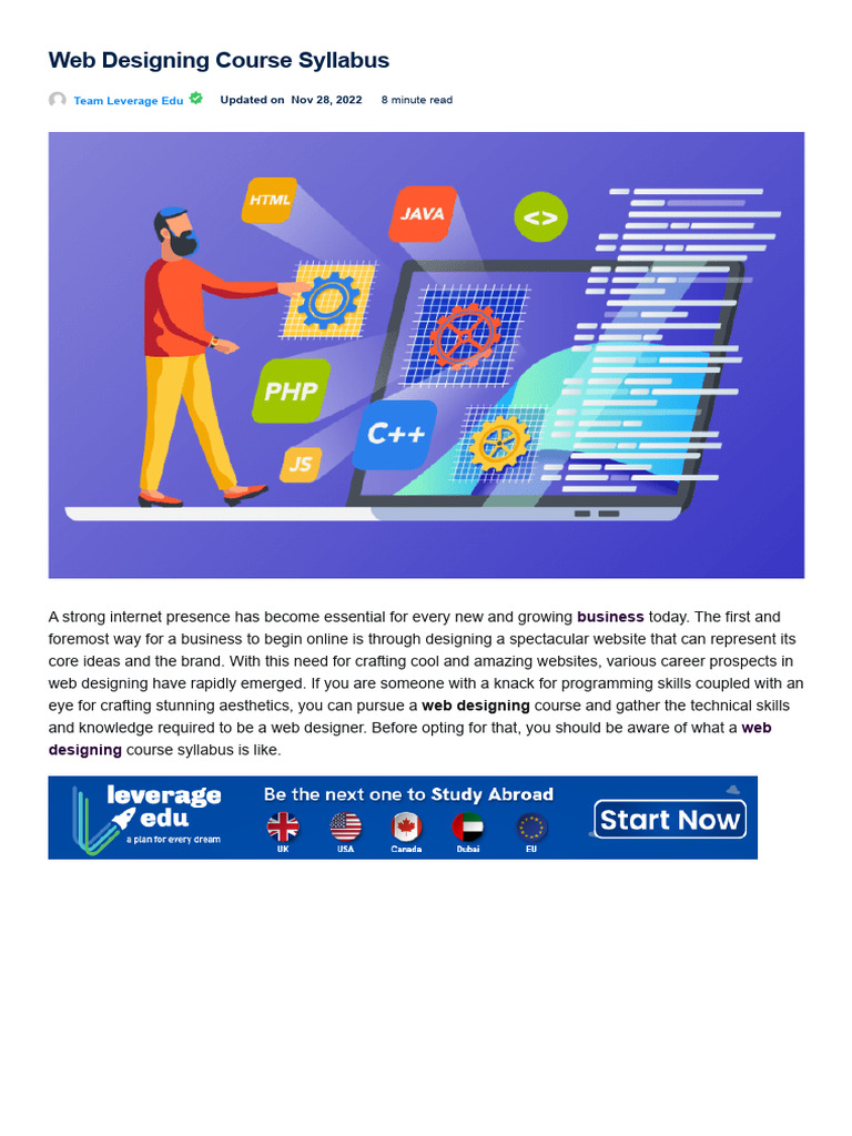 Web Designing Course Syllabus, Details, Fees, Salary, Jobs _ Leverage ...