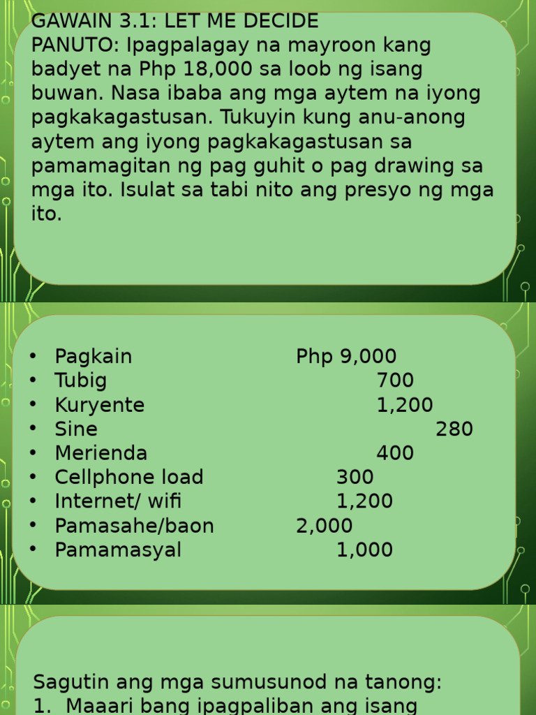 Gawain 3 1 Let Me Decide Modyul 3 Pangangailangan o Kagustuhan | PDF