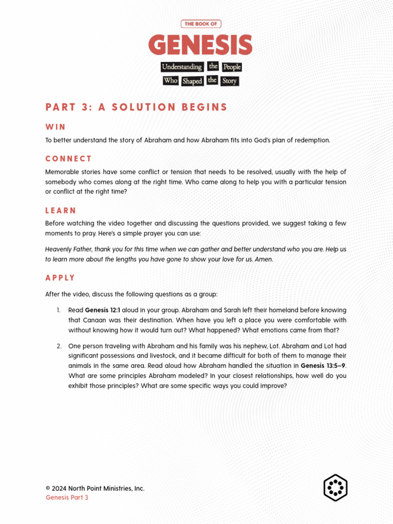 Genesis Part 3 Discussion Guide | PDF | Book Of Genesis | Abraham