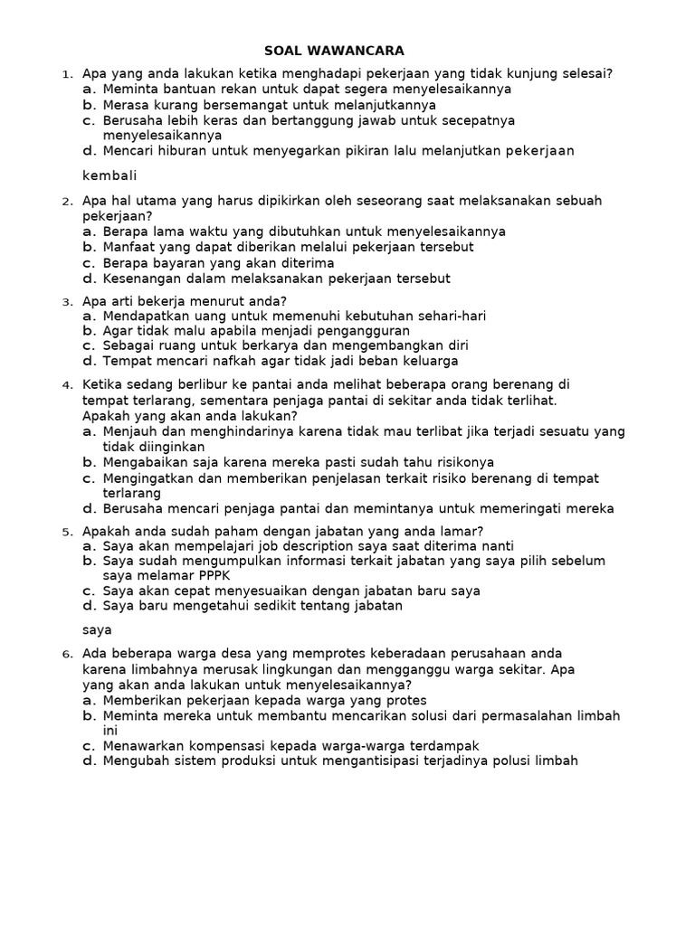 SOAL WAWANCARA | PDF