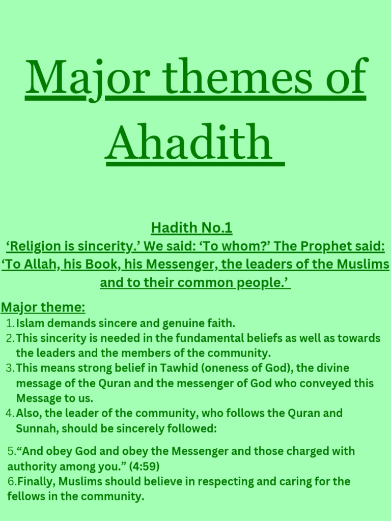 Major Themes of Ahadith | PDF | Prophets And Messengers In Islam | Jihad