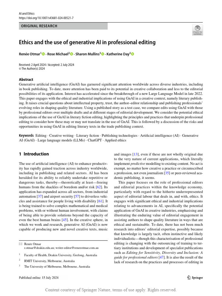 Ethics and The Use of Generative AI in Professiona | PDF | Artificial ...