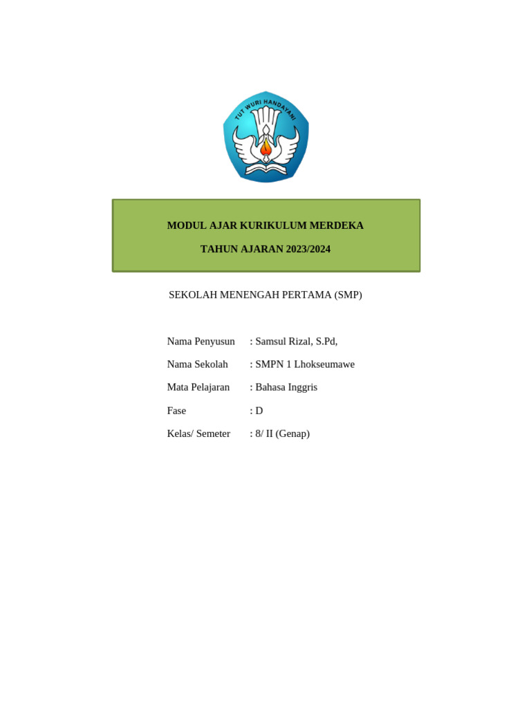 Modul Ajar-Past Continius Tense | PDF