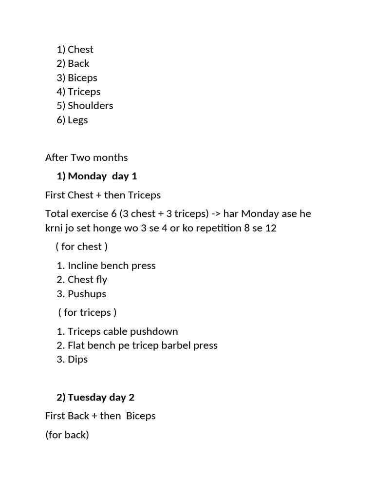 Gym Workout Plan For Single Body Part | PDF