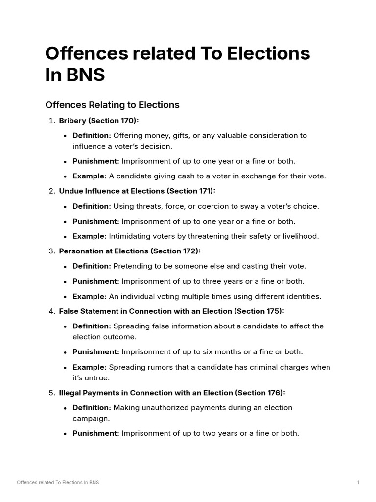 Election Offences in BNS Explained | PDF