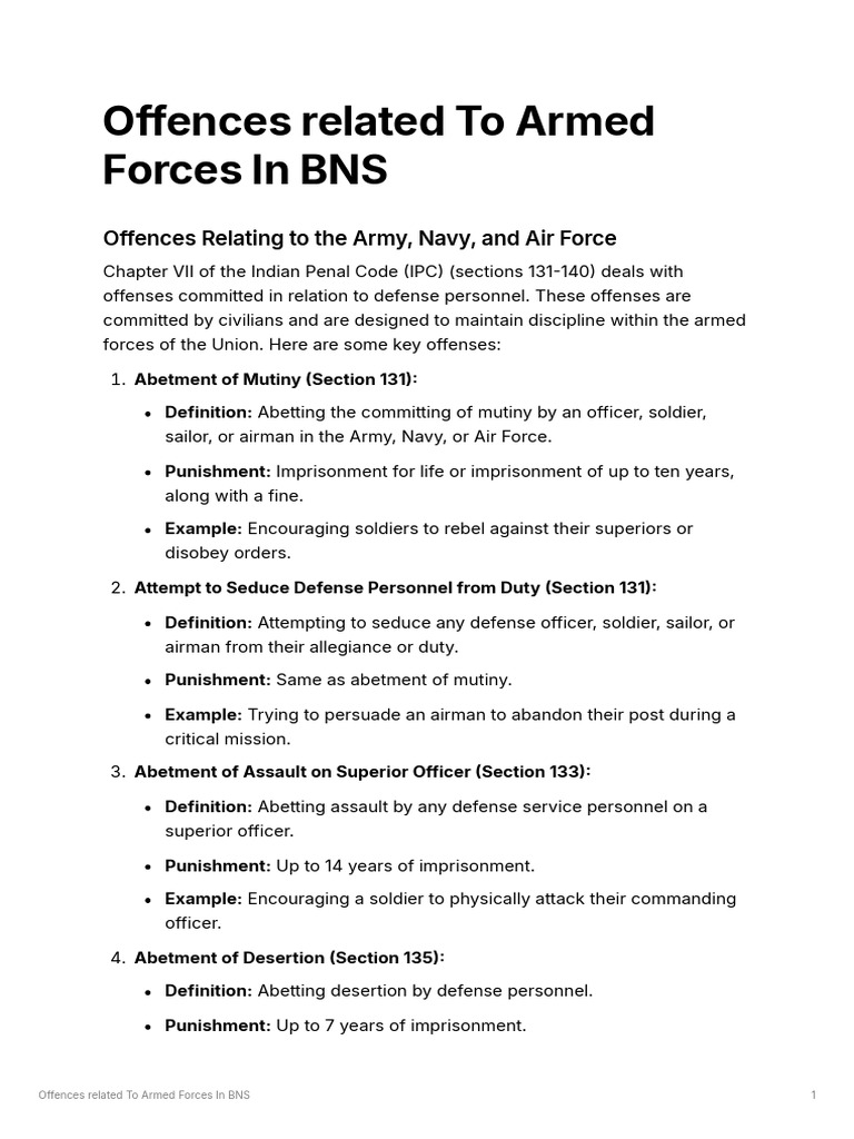 Offences related To Armed Forces | PDF | Desertion | Mutiny