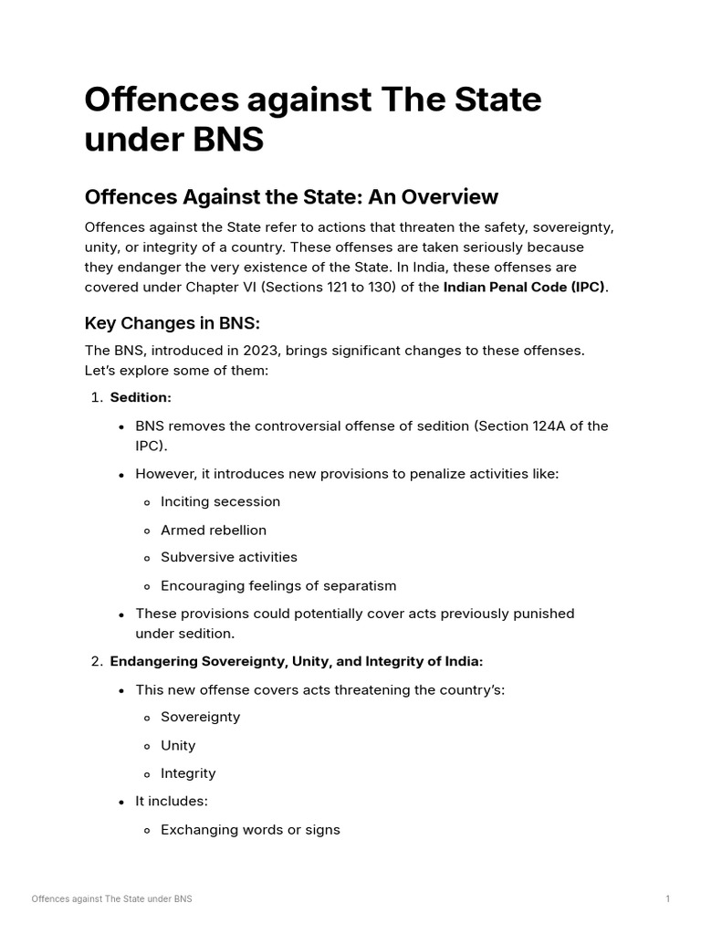 Offences Against The State | PDF | Treason | Crimes