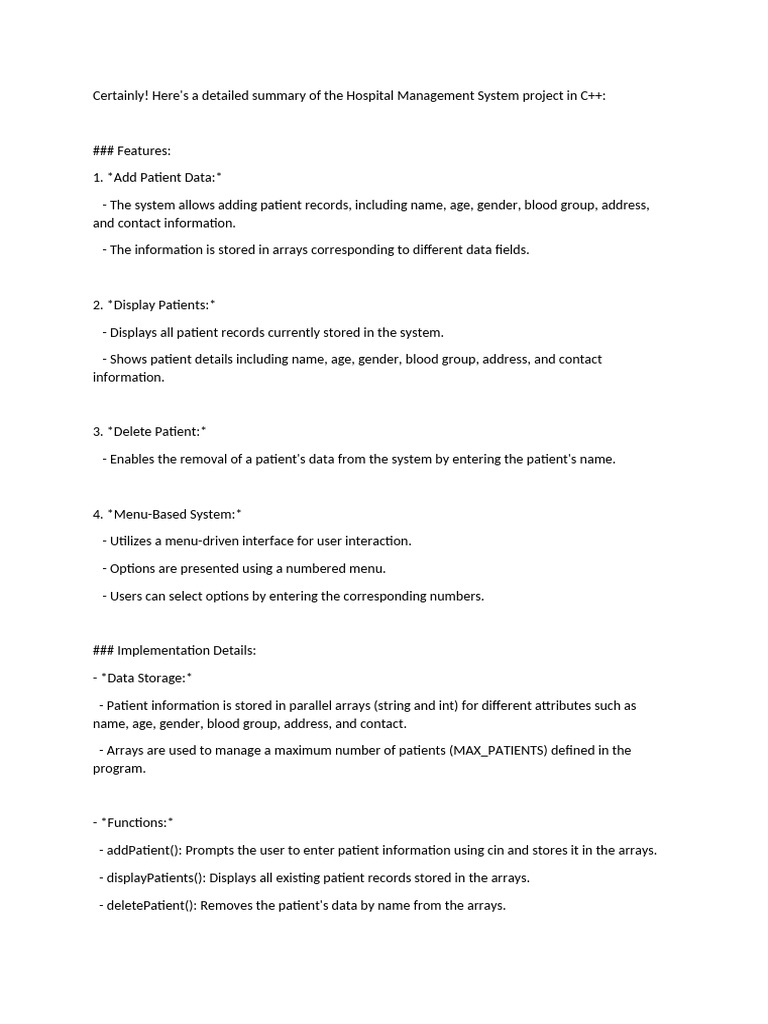 Hospital Management | PDF | C++ | Menu (Computing)