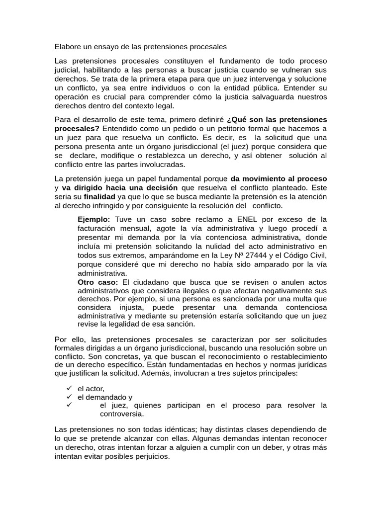 Pretensiones Procesales | PDF | Sentencia (ley) | Mandato
