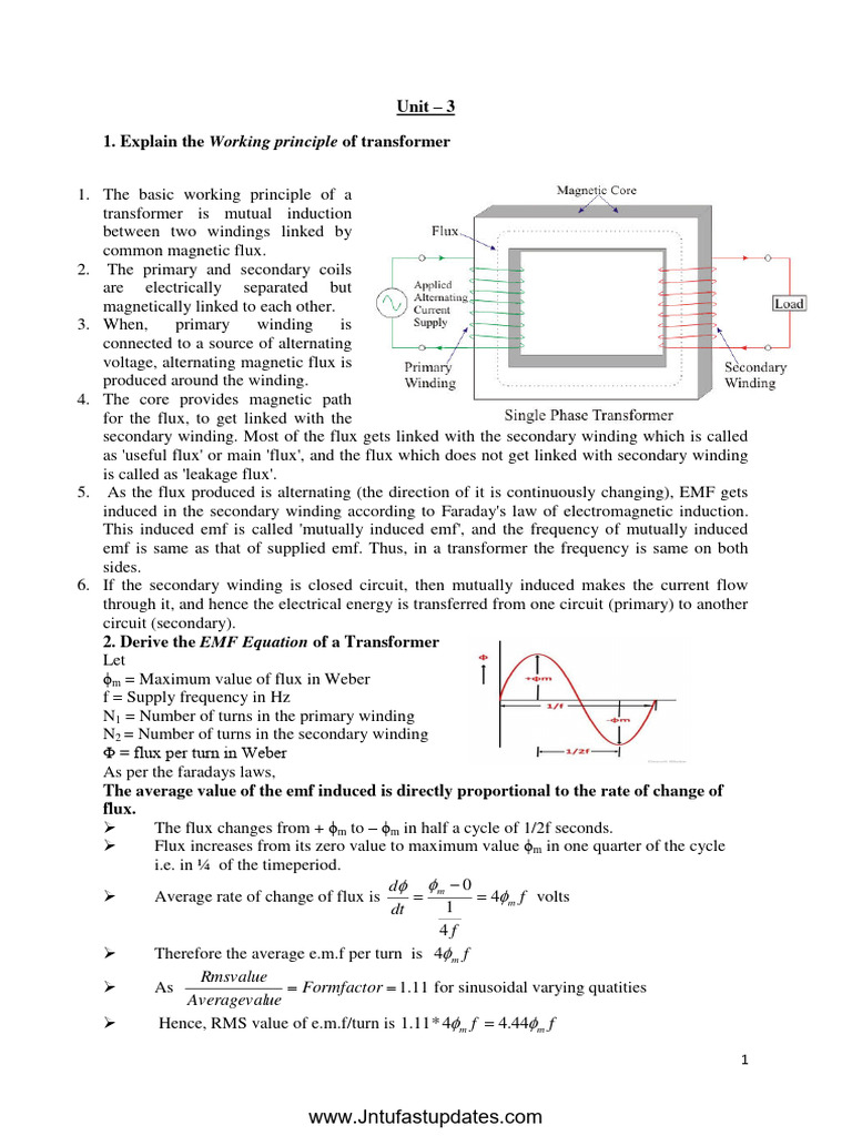 BEEE R20 - UNIT-3 | PDF | Transformer | Electromagnetic Induction