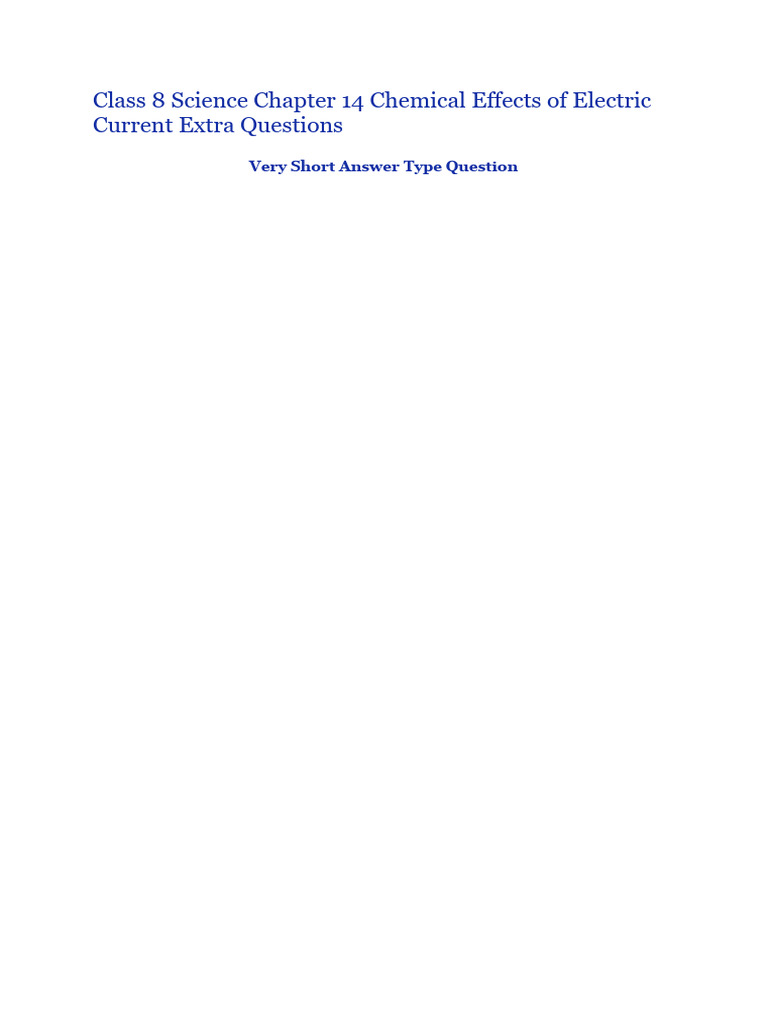 Class 8 Science: Chemical Effects of Current | PDF | Oxide | Water