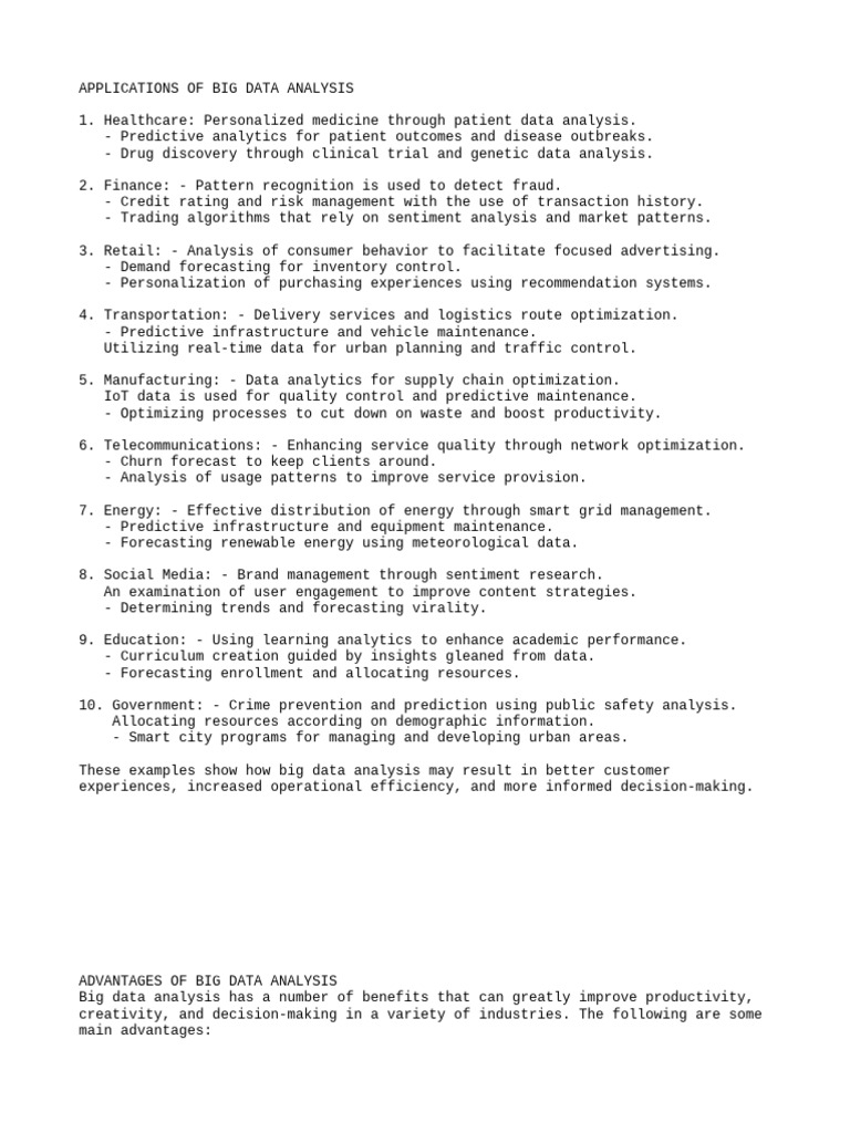 Applications of Big Data Analysis | PDF | Big Data | Analytics