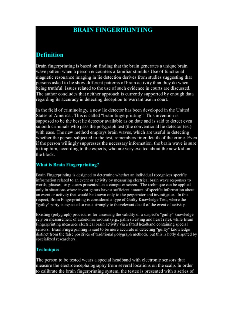 Brain Fingerprinting | PDF