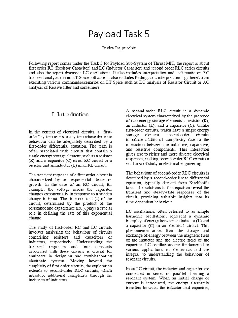 RC and RLC Circuit Analysis Report | PDF | Electrical Network | Capacitor