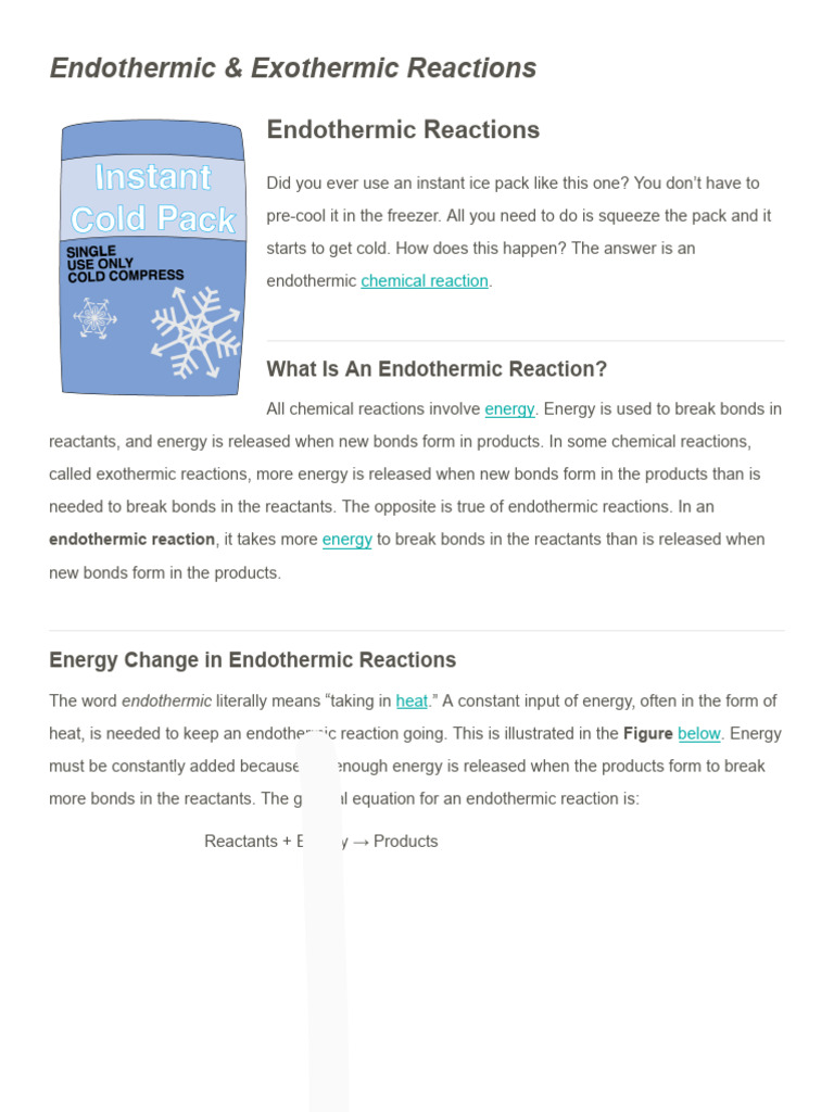 Edited - Endothermic & Exothermic Reactions | PDF | Chemical Reactions ...