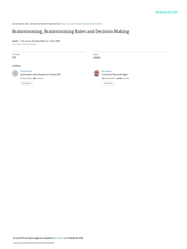 Brainstorming Brainstorming Rules and Decision Mak | PDF ...