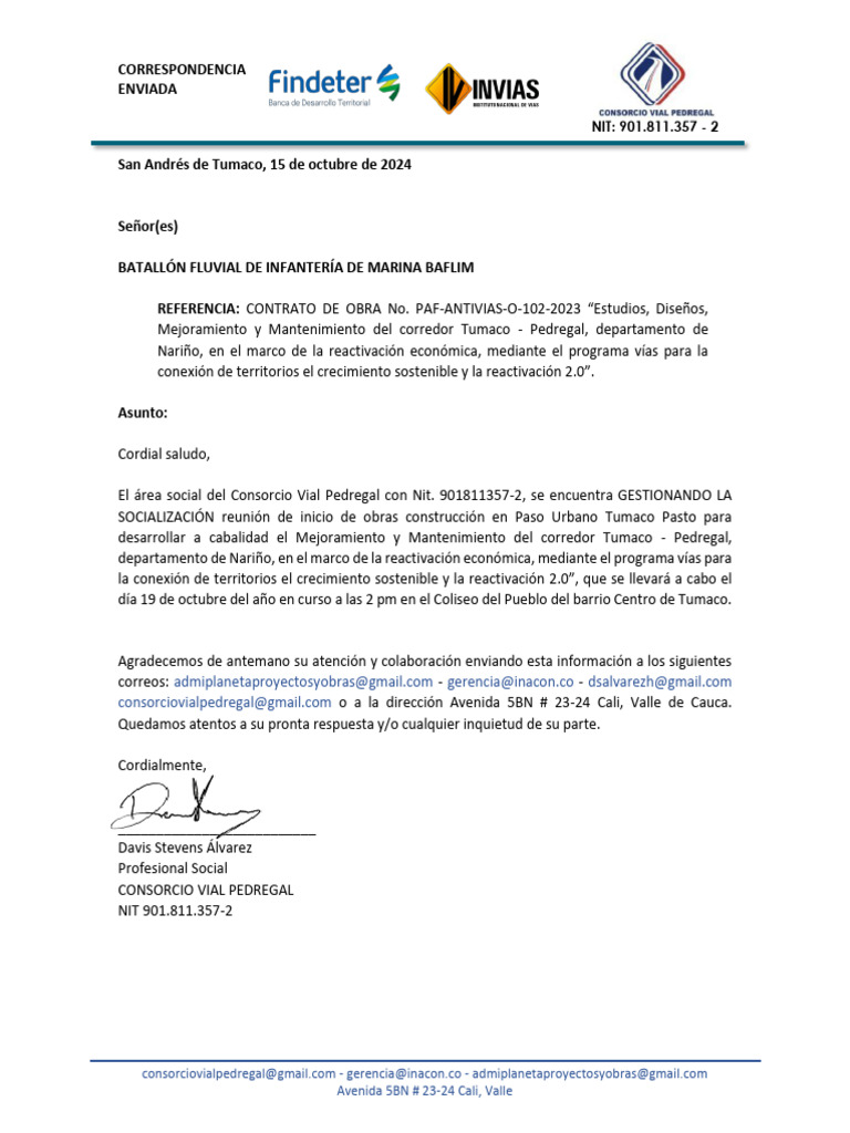 Oficio Invitación Socialización Batallón | PDF