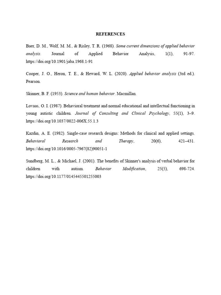 Key References in Applied Behavior Analysis | PDF