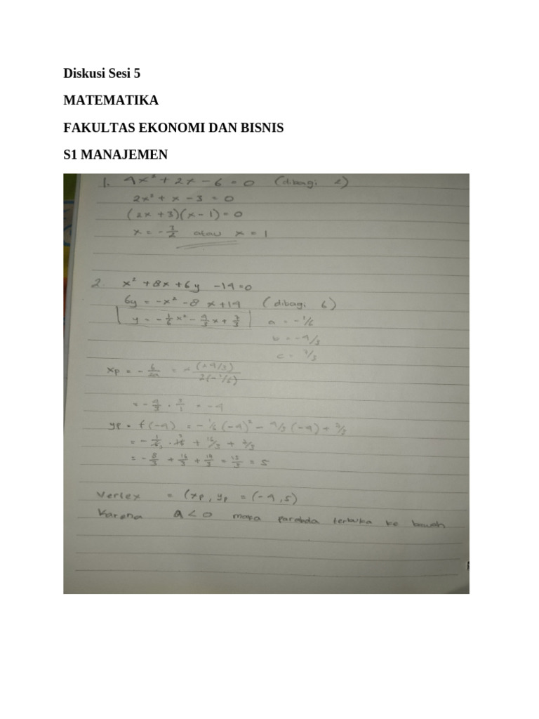 Diskusi Sesi 5 Matematika | PDF