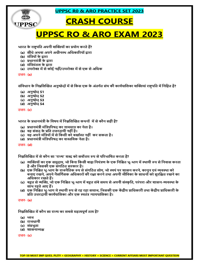 Top 50 Most Imp Ques Polity, Histry, Geography, Science, Current | PDF