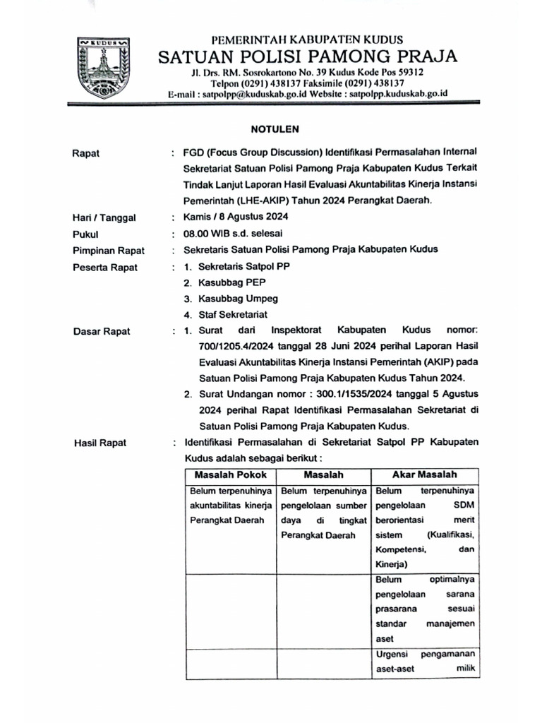 FGD Identifikasi Permasalahan Internal Sekretariat | PDF
