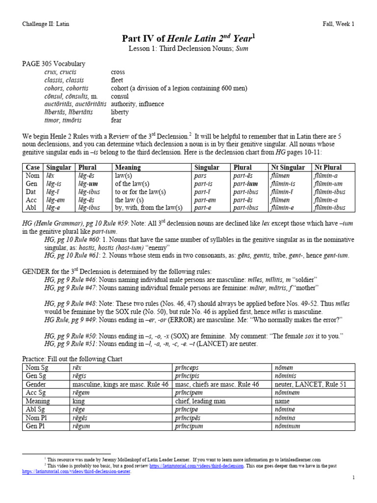 1) Latin CH II (WK 1) Lesson 1 & 2 | PDF | Grammatical Gender | Adjective
