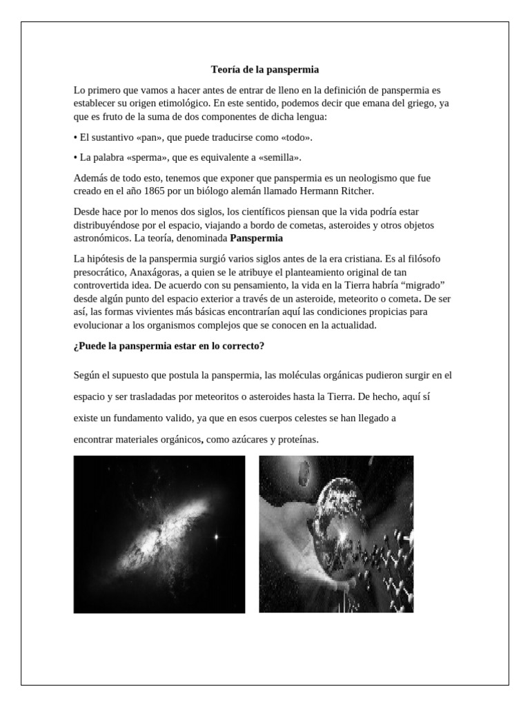 Teoría de La Panspermia | PDF | Evolución | Biología
