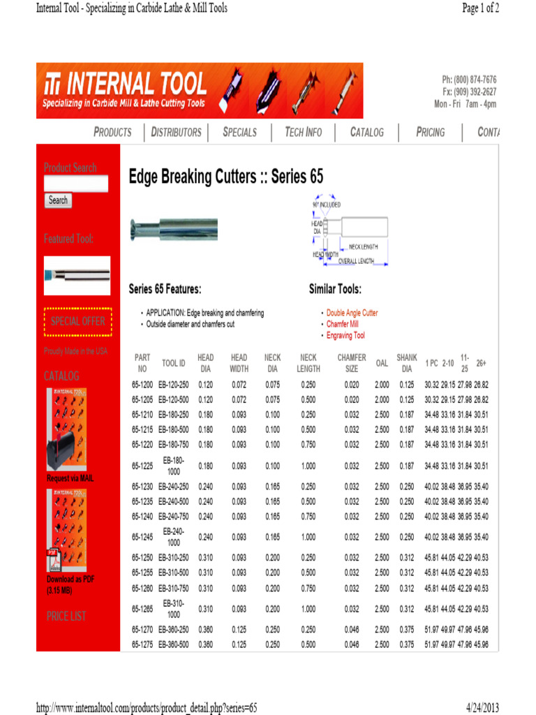 Edge Break Cutters | PDF | Woodworking | Machining