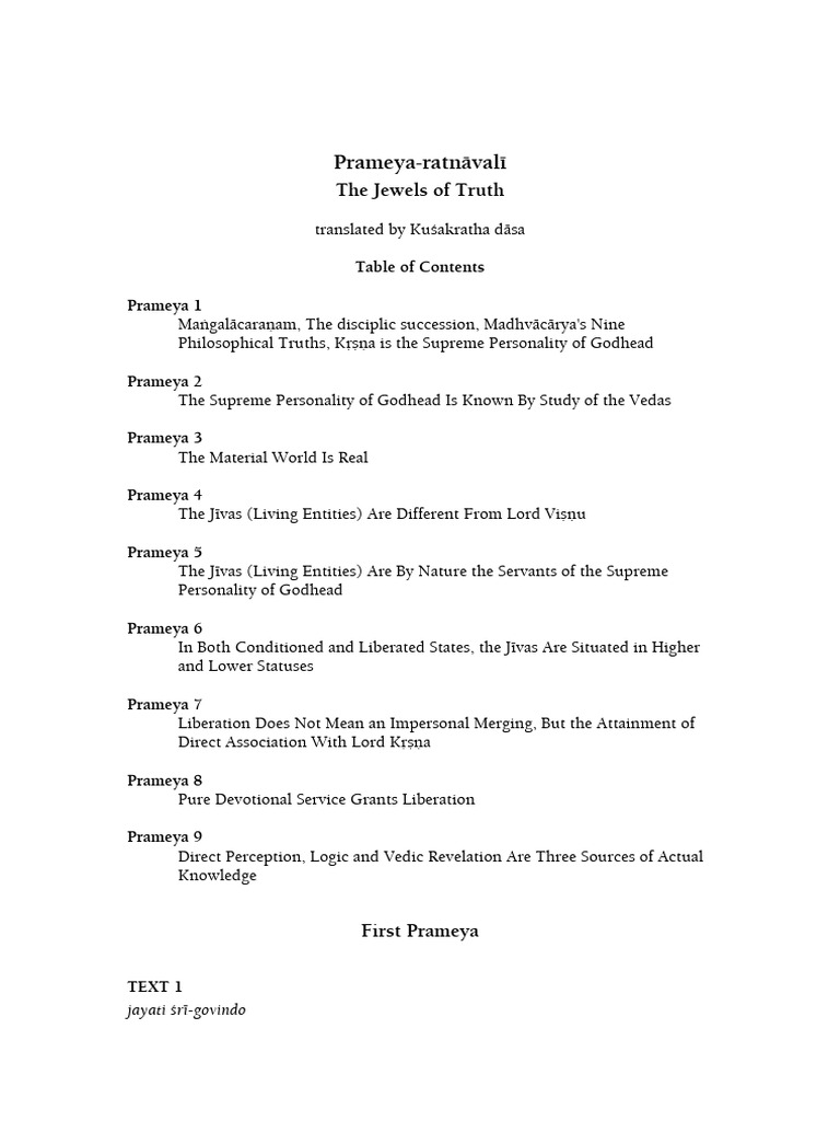 Baladeva Vidyabhusana Prameya Ratnavali | PDF