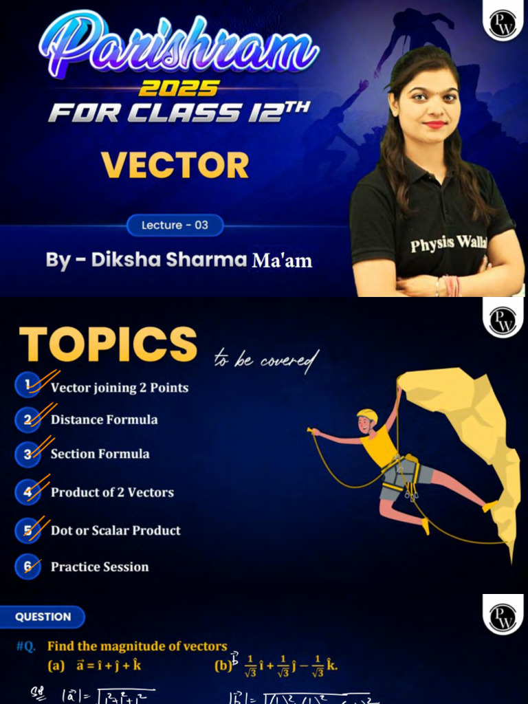Vector 03 - Class Notes - Parishram 2025 | PDF