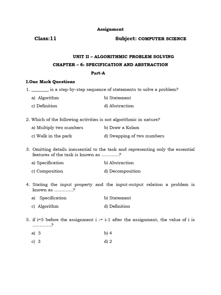 C11- Computer Science EM-1 | PDF | Algorithms | Control Flow